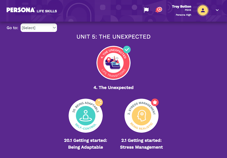 Platform feature: Student learning journey - Persona Life Skills